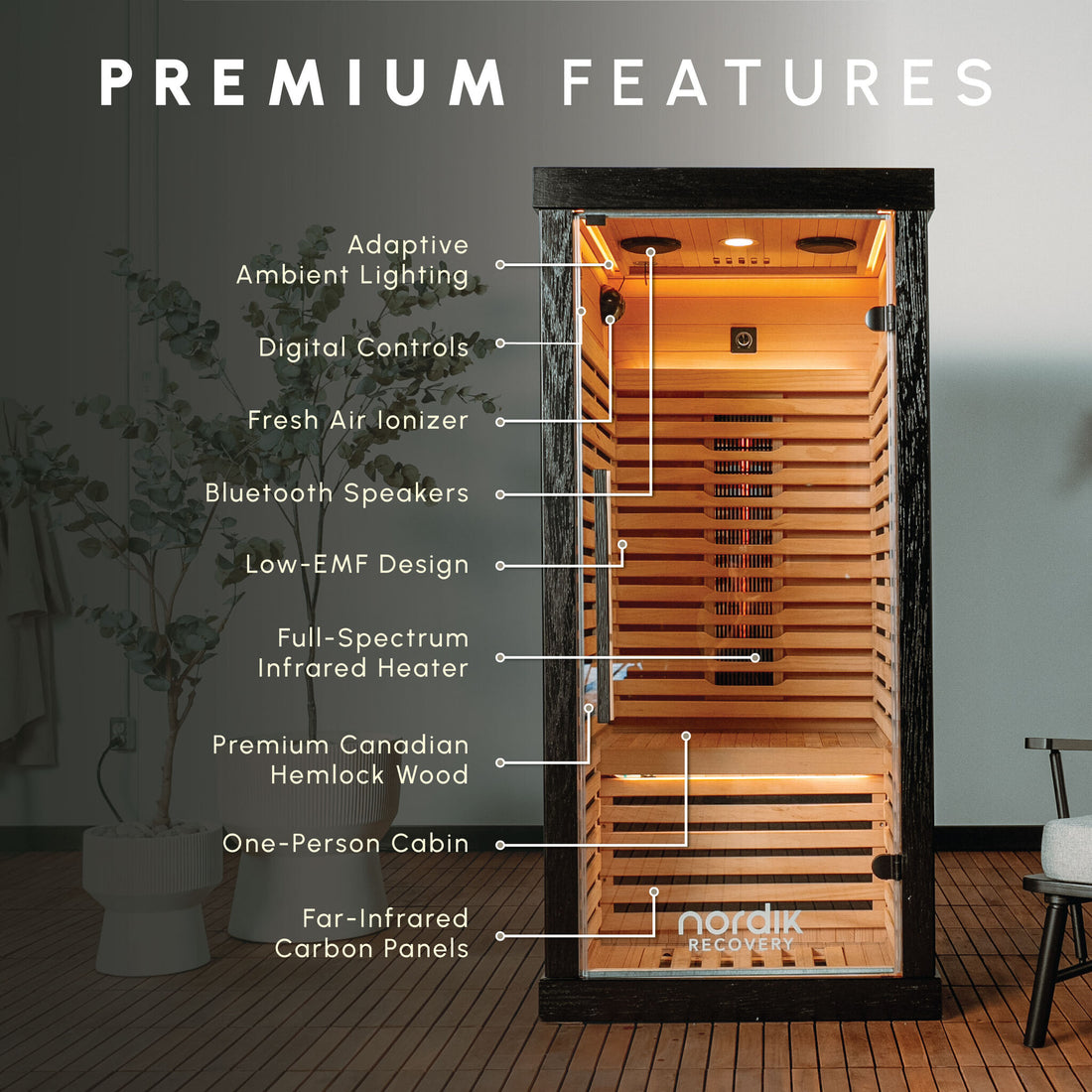 1-Person Full Spectrum Infrared Sauna – Low EMF, Canadian Hemlock ...