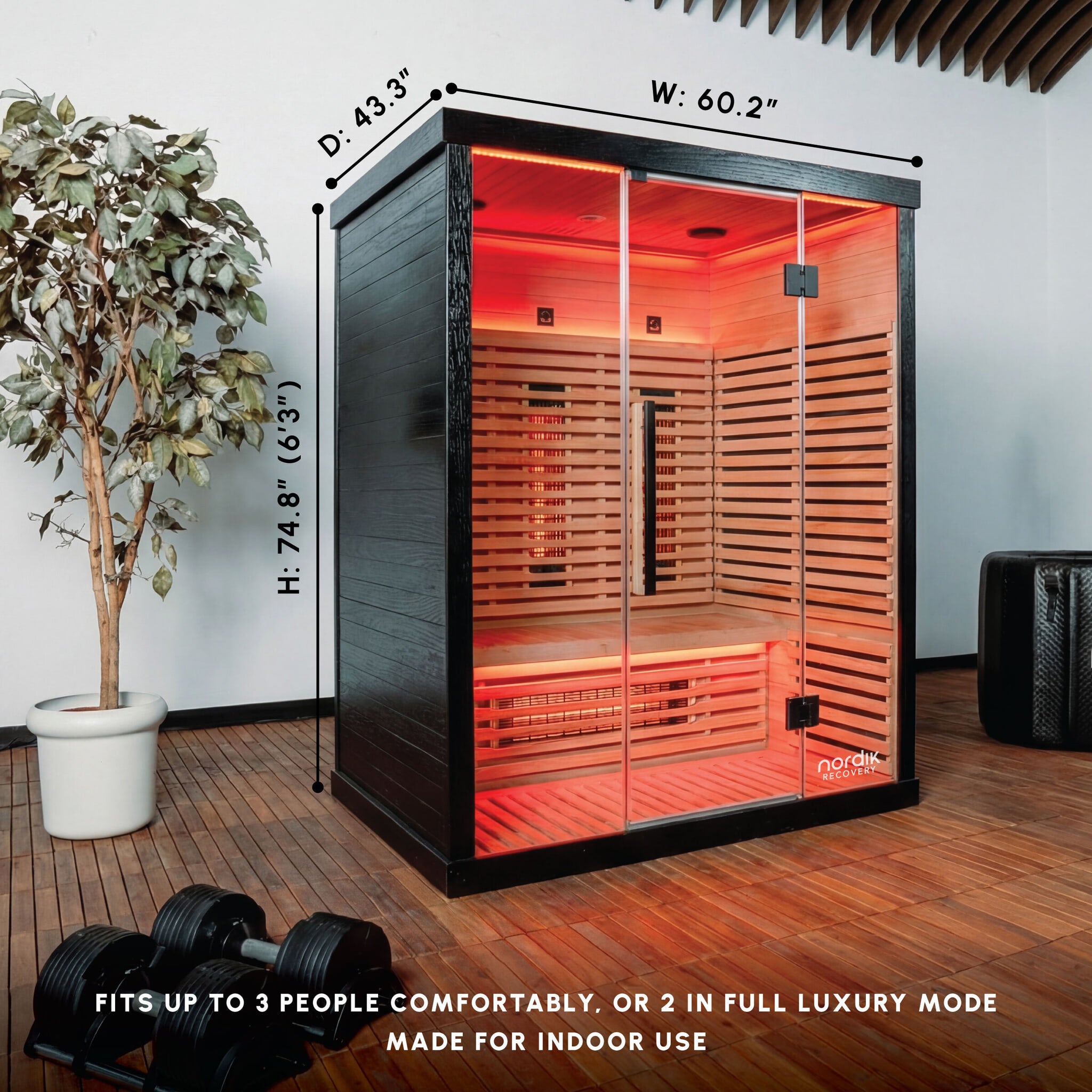 3-Person Full Spectrum Infrared Sauna – Low EMF, Canadian Hemlock ...