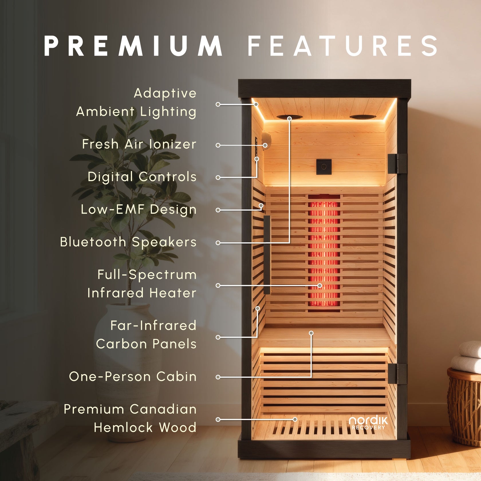 1-Person Full Spectrum Infrared Sauna – Low EMF, Canadian Hemlock ...